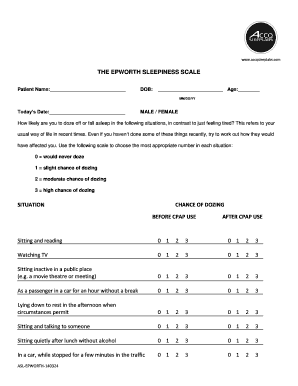 Fillable Online THE EPWORTH SLEEPINESS SCALE - Accq Sleep Labs Fax ...