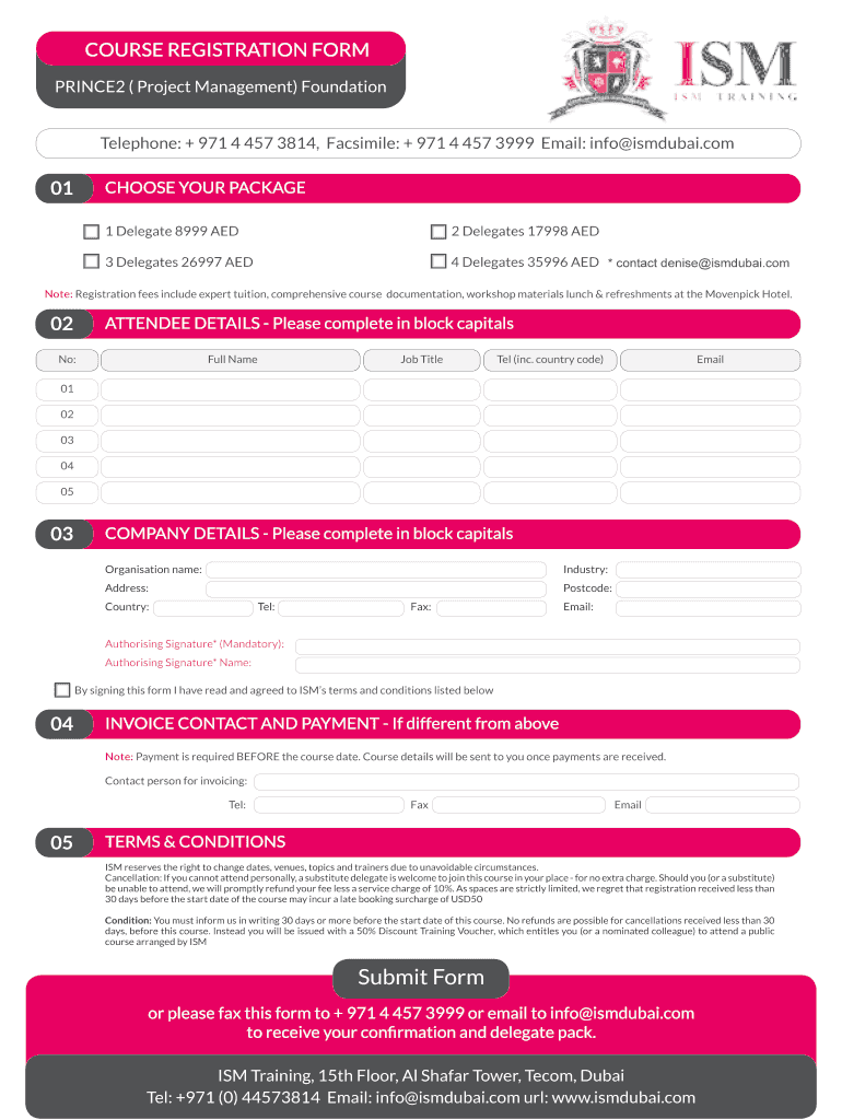 Fillable Online PRINCE2 - ISM Training Dubai Fax Email Print - pdfFiller