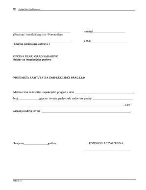 Fillable Online starigrad 2 - OBRAZAC ZA INSPEKCIJSKI PREGLED - OK Fax Email Print - pdfFiller