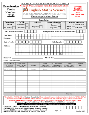 Fillable Online Examination Centre Number: 20212 Functional Skills On ...