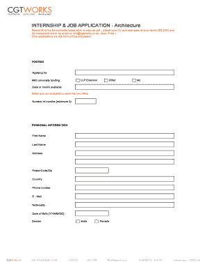 Fillable Online fini-unm INTERNSHIP amp JOB APPLICATION - Architecture ...