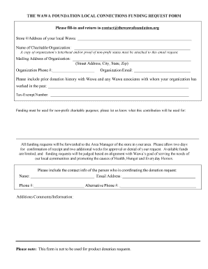 Fillable Online The Wawa Foundation Local Connections Funding Request ...