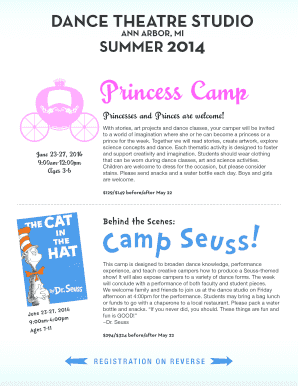 Fillable Online Princess Camp - Dance Theatre Studio Fax Email Print ...