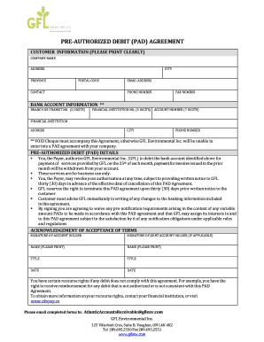 Fillable Online PRE-AUTHORIZED DEBIT PAD AGREEMENT Fax Email Print ...