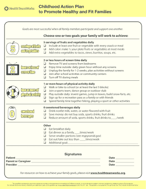 Fillable Online Childhood Action Plan to Promote Healthy and Fit ...