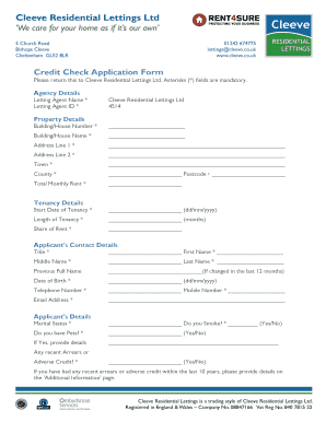Fillable Online cleeve co Credit Check Application Form - cleevecouk ...
