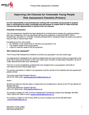 Fillable Online enfield gov Enfield NEET and TP Risk Assessment Checklist primary - final ...