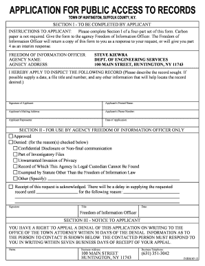 Fillable Online huntingtonny SECTION I - TO BE COMPLETED BY APPLICANT Fax Email Print - pdfFiller