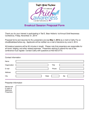 Fillable Online tedebearhollow Breakout Session Proposal Form - Ted E ...