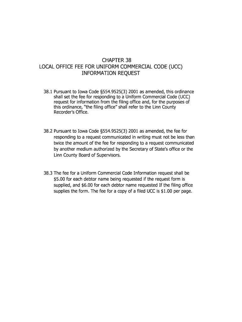 Fillable Online LOCAL OFFICE FEE FOR UNIFORM COMMERCIAL CODE (UCC) Fax Email Print - pdfFiller