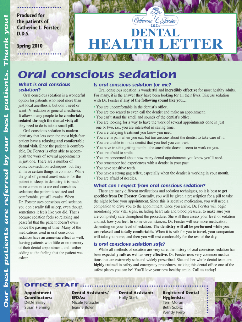 Fillable Online DDS DENTAL HEALTH LETTER - bcantonsmilesbbcomb Fax ...