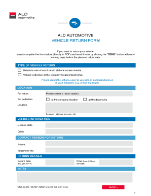 Fillable Online aldautomotive VEHICLE RETURN bATb A GLANCE FOR A HAPPY ...