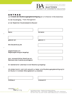 Ausfüllbar Online ba-bautzen Antrag Zugangspr fung - Studienakademie Bautzen Fax Email Drucken ...