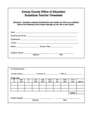 Fillable Online ccoe Colusa County Office of Education Substitute ...