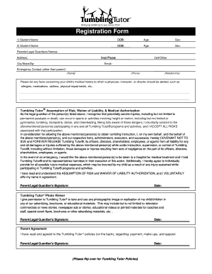 Fillable Online Registration Form - Tumbling Tutor Fax Email Print - pdfFiller