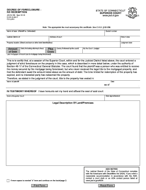 Fillable Online jud ct CERTIFICATE OF JUDGMENT FORECLOSURE BY SALE Fax ...