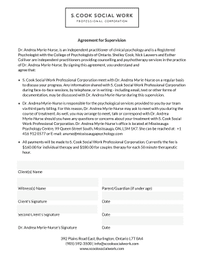Fillable Online Agreement for Supervision - Shelley Cook Fax Email ...