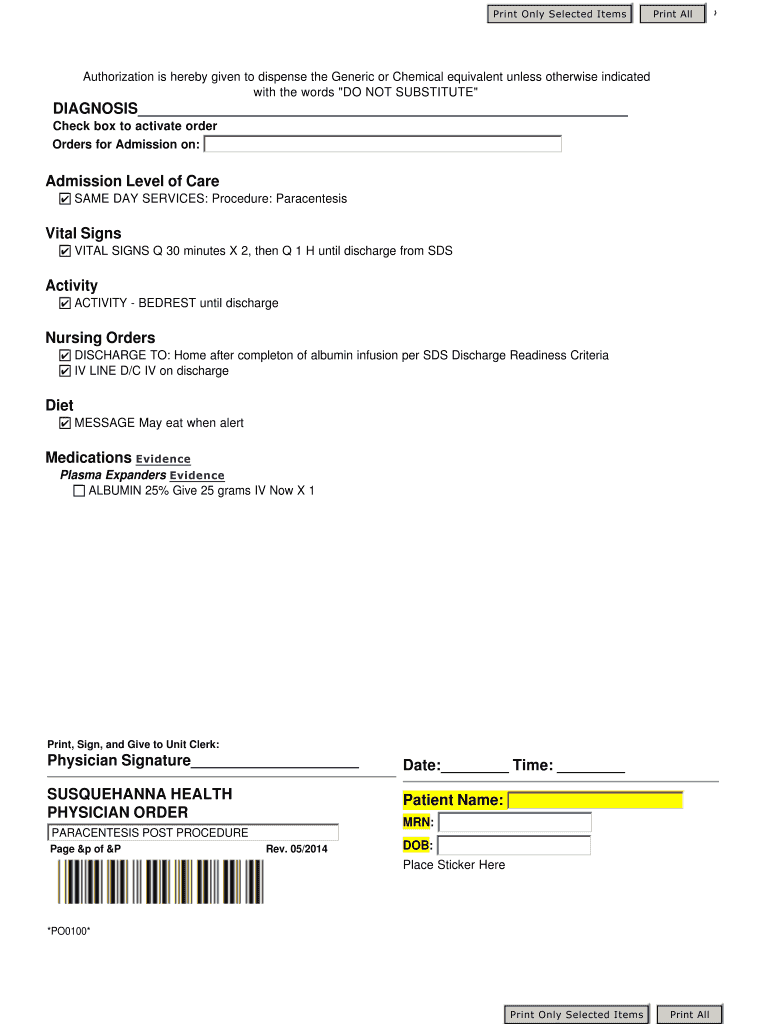 Fillable Online tempportal susquehannahealth SAME DAY SERVICES ...