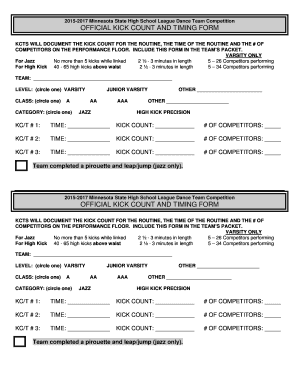 Fillable Online jamdanceteams Kick CountingTiming Form - the Minnesota ...