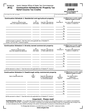 Fillable Online nd Schedule PTC - Continuation Schedules for Property ...