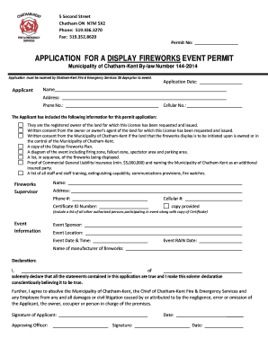 Fillable Online Display Fireworks Application - Chatham-Kent Fire ...