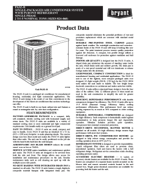 Fillable Online Spec Sheet - Bryant PA3Z Package Air Conditioner Fax ...