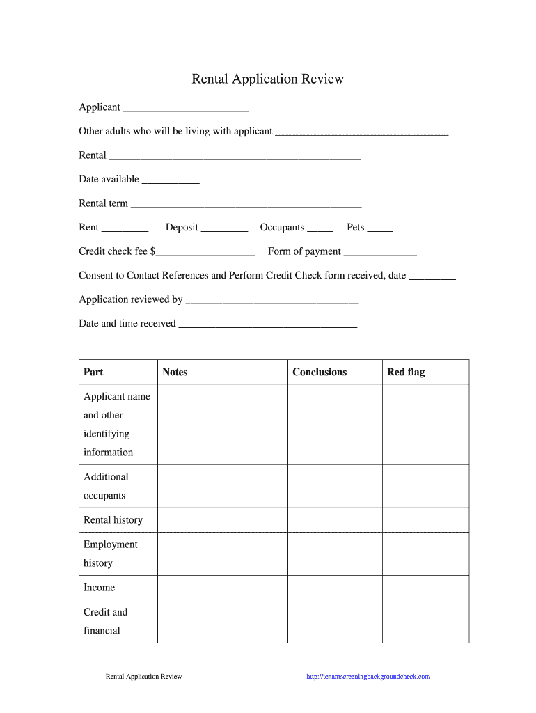 Fillable Online Rental Application Review - Tenant Screening Background Check Fax Email Print ...