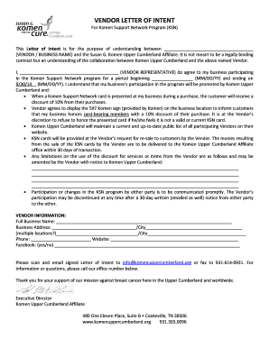 Fillable Online komenuppercumberland KSN-Vendor Letter Of Intent ...