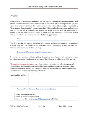 Fillable Online Step Parent Adoption Questionnaire - Do It Yourself ...