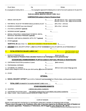 Fillable Online 2013 Annual Ministers Report- Part 2 Form DRAFTdoc Fax ...