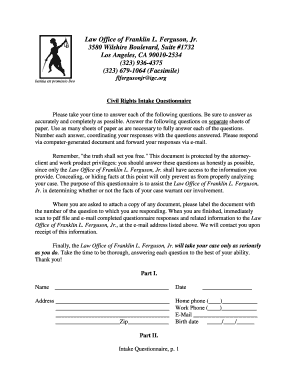 Fillable Online Civil Rights Intake Questionnaire form, by clicking ...