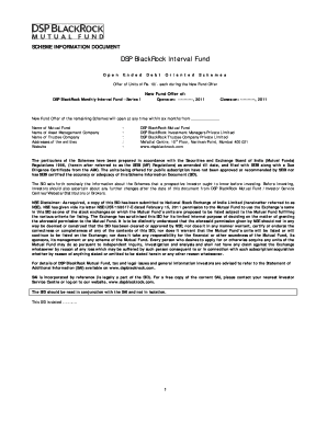 Fillable Online sebi gov SID Interval Fundfor ...
