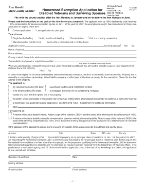 Fillable Online Homestead Exemption bApplicationb for Disabled Veterans ...