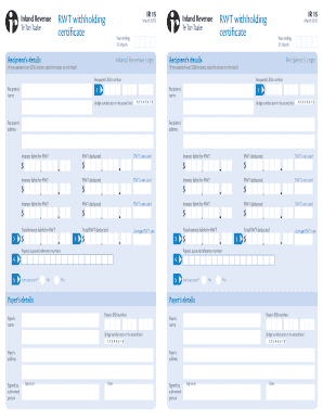Fillable Online ird govt RWT withholding certificate RWT withholding ...