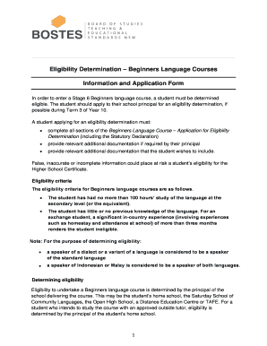 Fillable Online sthcrossc-d schools nsw edu Eligibility Determination ...