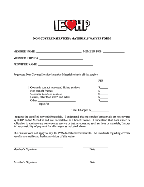 Fillable Online NON-COVERED SERVICEMATERIALS WAIVER Fax Email Print ...