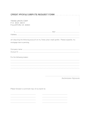 Fillable Online CREDIT PROFILE DISPUTE REQUEST FORM Fax Email Print ...