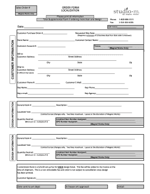 Fillable Online Sales Order ORDER FORM LOCALIZATION - bStudiob M Fax Email Print - pdfFiller