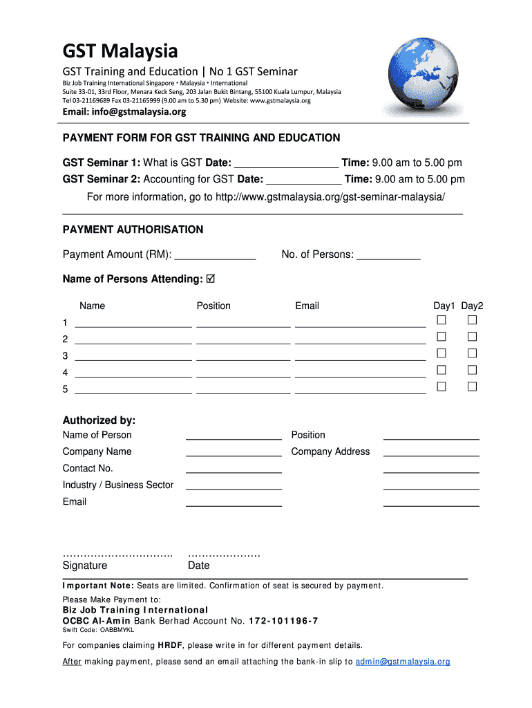 Fillable Online gstmalaysia GST Seminar Malaysia GST Training GST ...