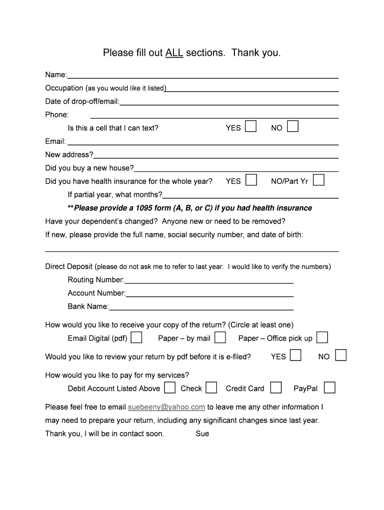 Fillable Online SignInSheet with questionnaire TY2015 Fax Email Print ...