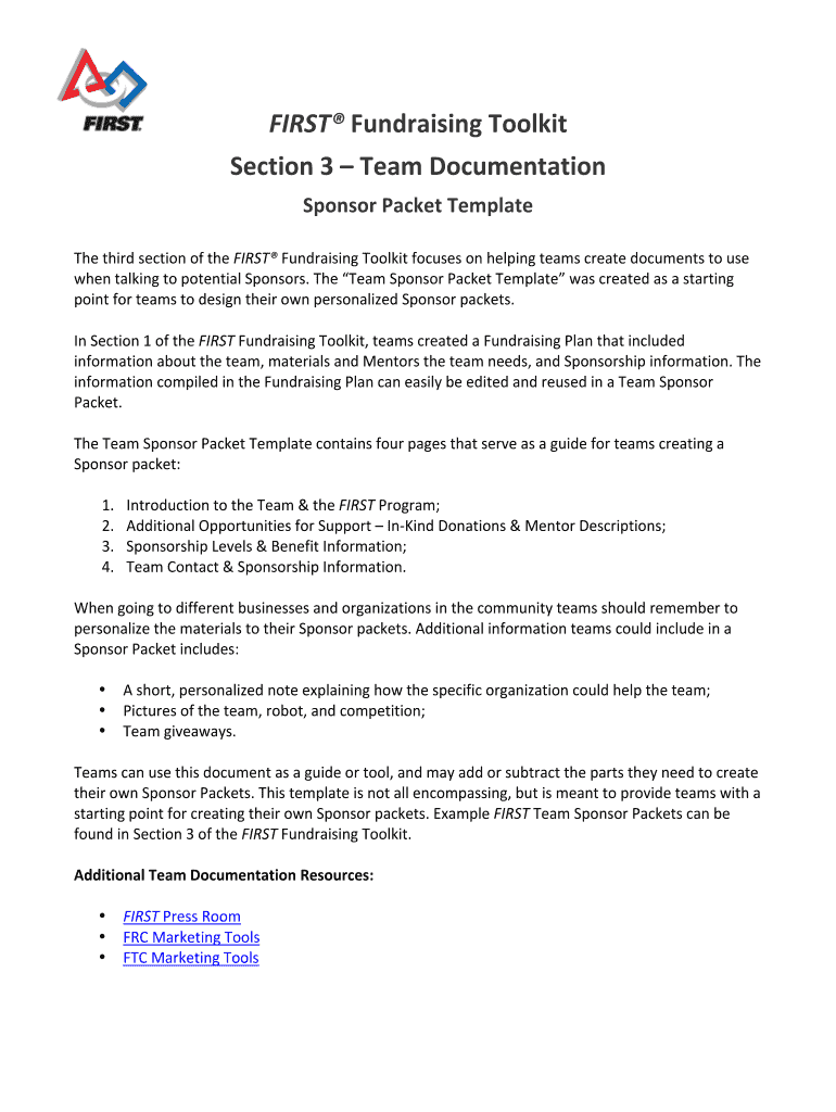 Fillable Online formation frc robotiquefirstquebec FIRST Fundraising ...