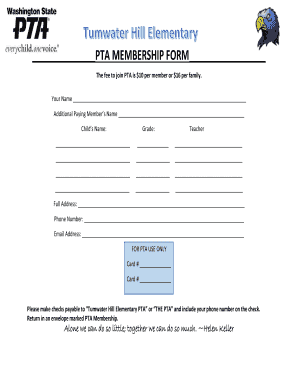 Fillable Online the tumwater k12 wa PTA MEMBERSHIP FORM ...