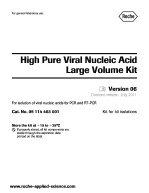 Fillable Online High Pure Viral Nucleic Acid Large Volume Kit - Roche ...