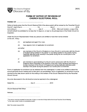 Fillable Online elydiocese Form of notice of revision of church ...