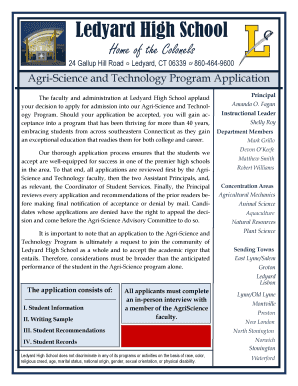 Fillable Online Ledyard High School - Ledyard Agri-Science Fax Email ...