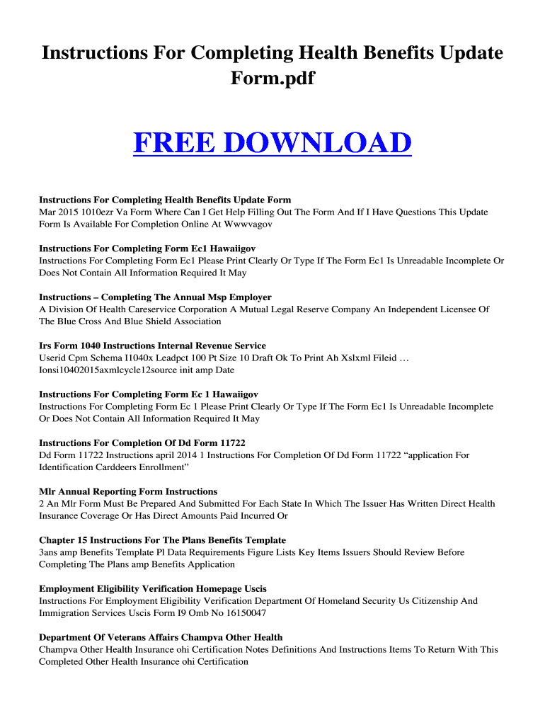 Fillable Online dilema 96 Instructions for completing bhealth benefitsb ...