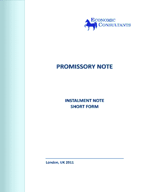 Fillable Online Promissory Note short form - Economic Consultants Fax ...