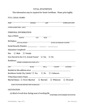 Fillable Online Vital Statistics - borthodoxtacomabbcomb Fax Email ...