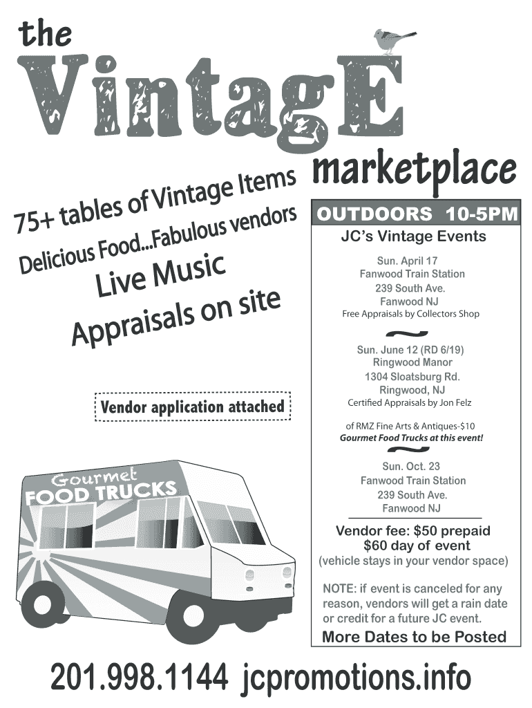 Fillable Online jcpromotions Vintage Flyer BW - JC Promotions ...