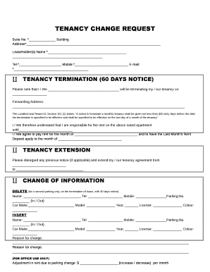 Fillable Online TENANCY CHANGE REQUEST - bkigonobbcomb Fax Email Print ...